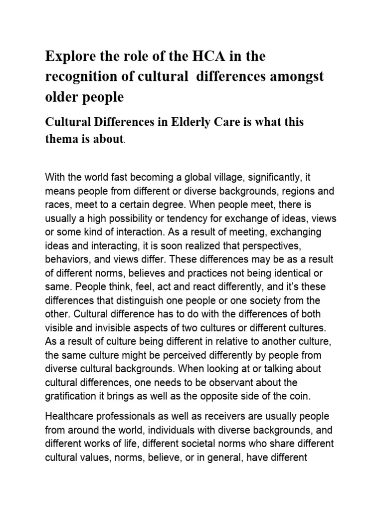Explore The Role of The HCA in The Recognition of Cultural Differences ...