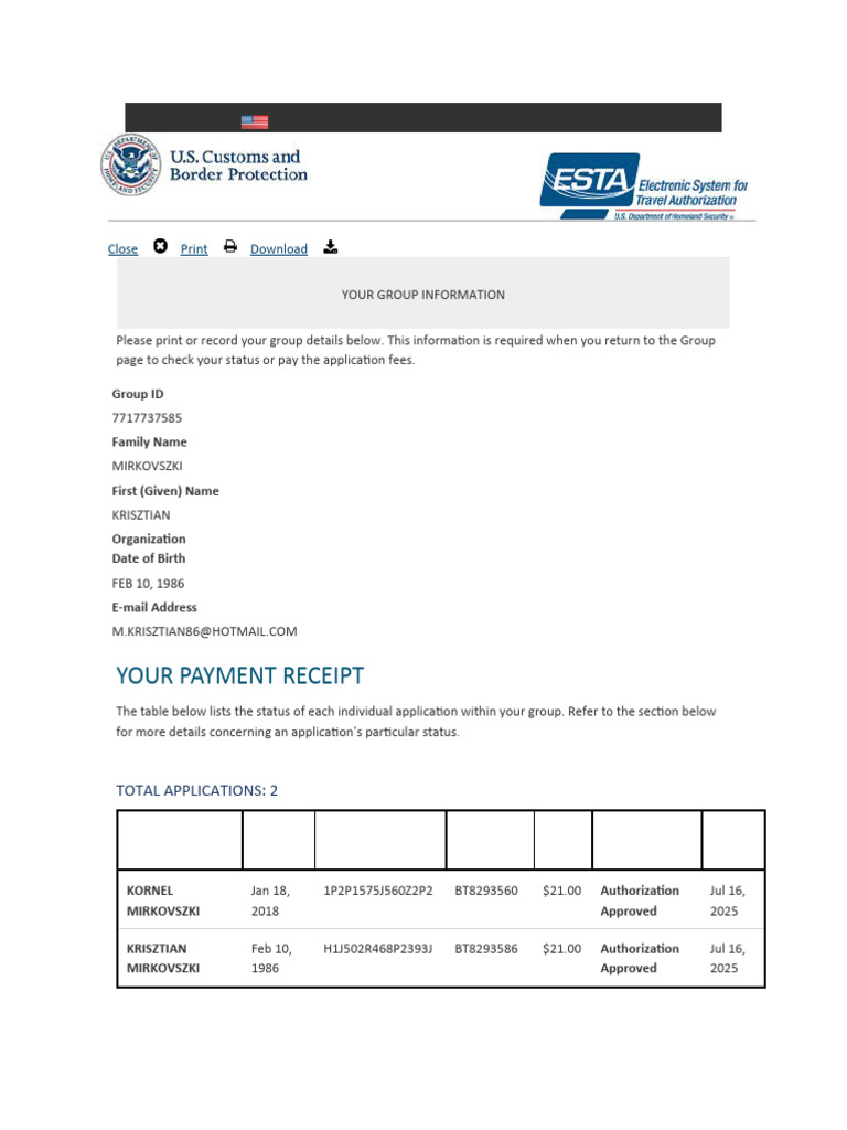 ESTA Group Summary - HTML 2 | PDF | National Security | Government