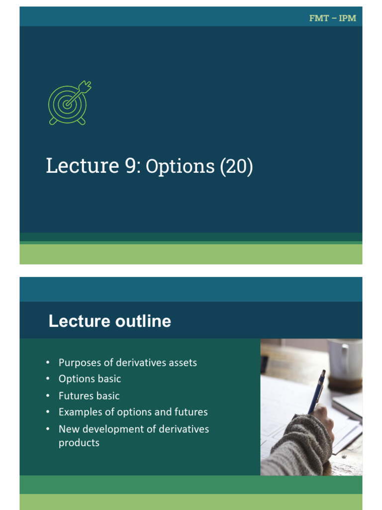 Lecture 9 Options | PDF | Option (Finance) | Put Option