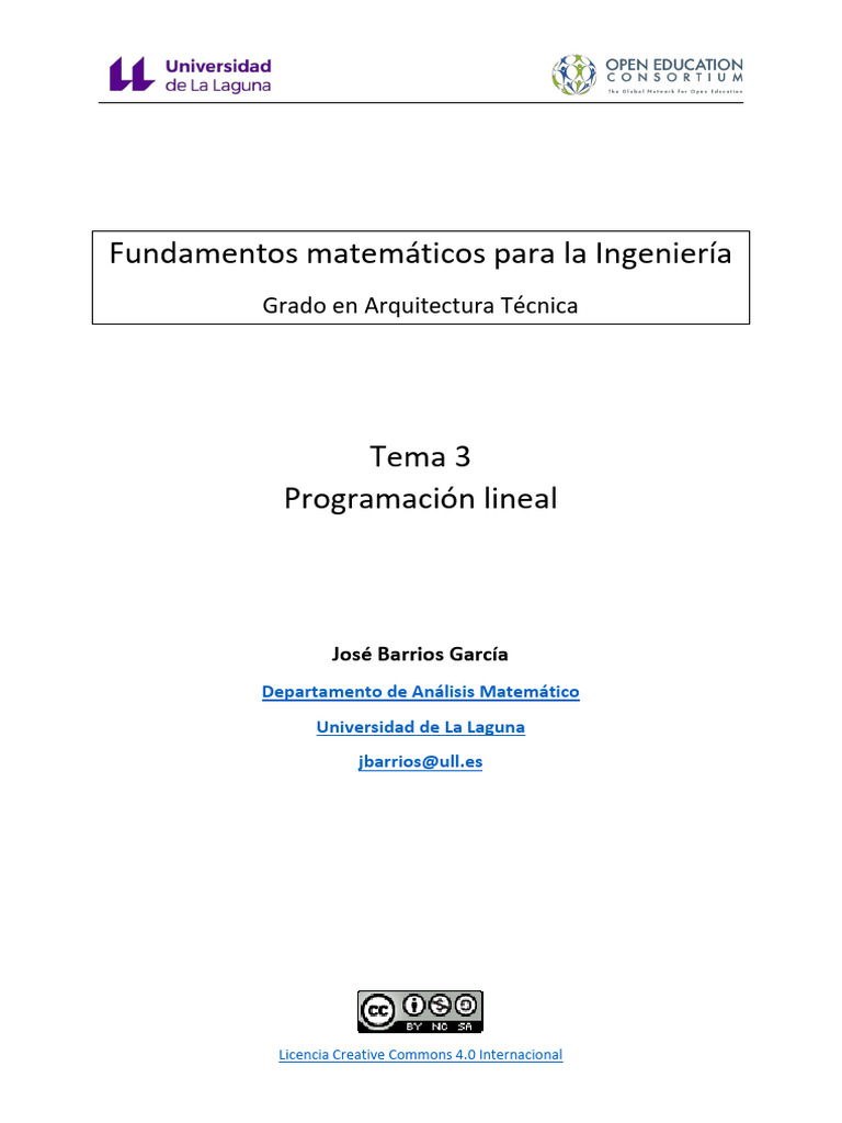 Tema 03 Programación | PDF | Programación lineal | Análisis matemático