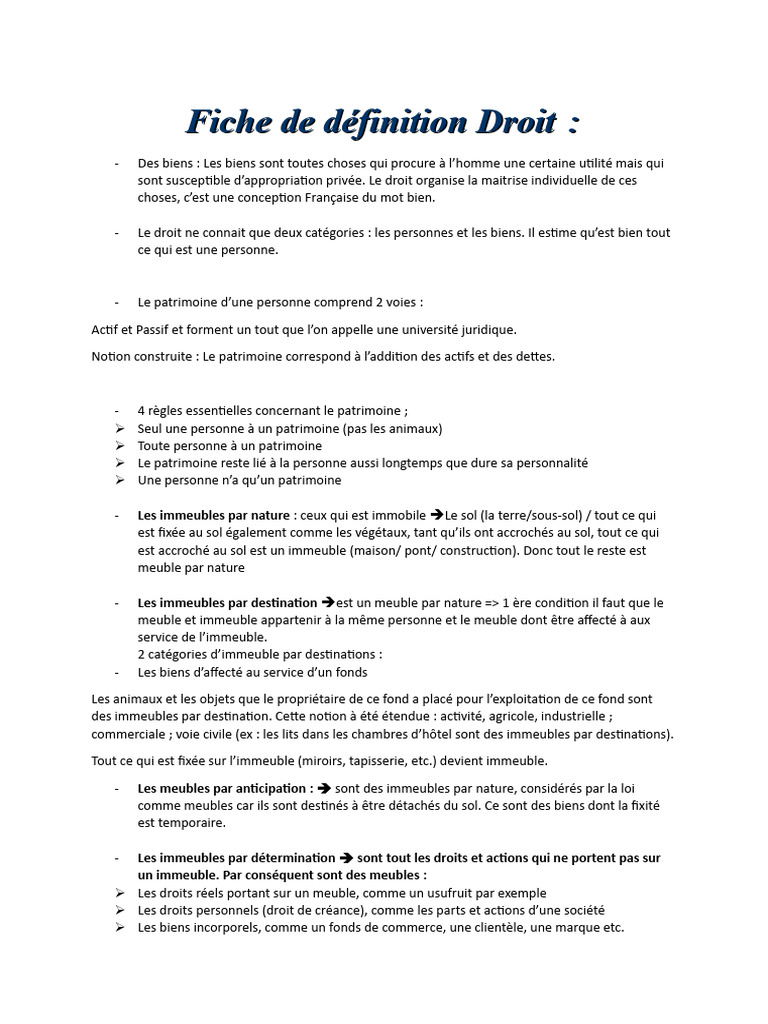 Définition des biens en droit | PDF | La nature