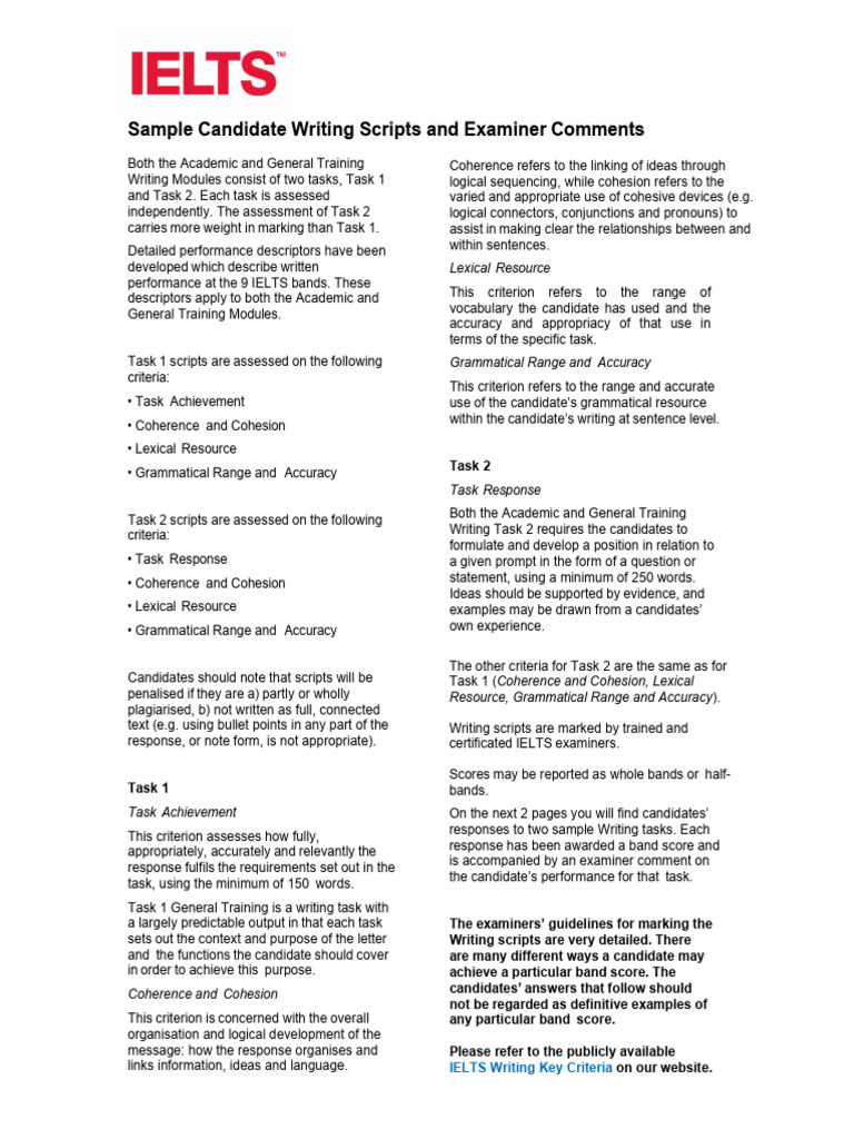 Ielts General Training Writing Example Responses To Parts 1 and 2 With ...