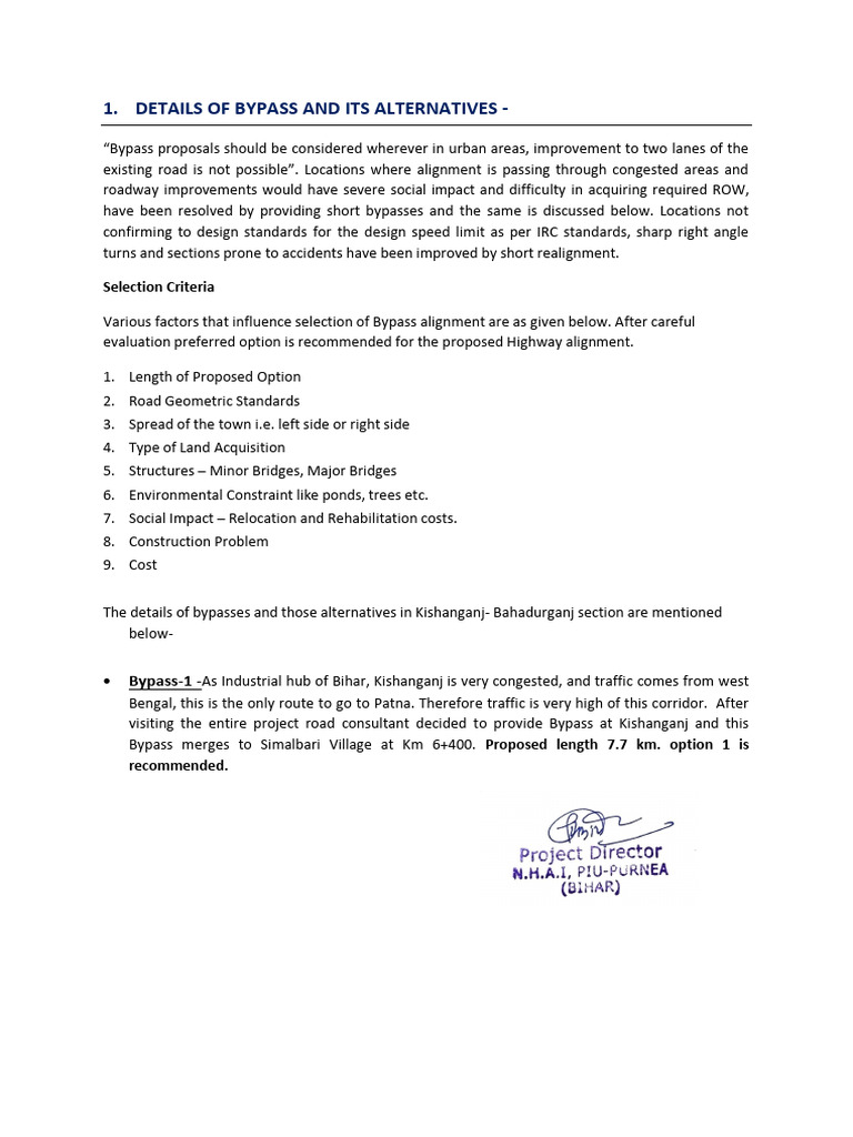 Details of Bypass and Its Alternatives - : Selection Criteria | PDF ...
