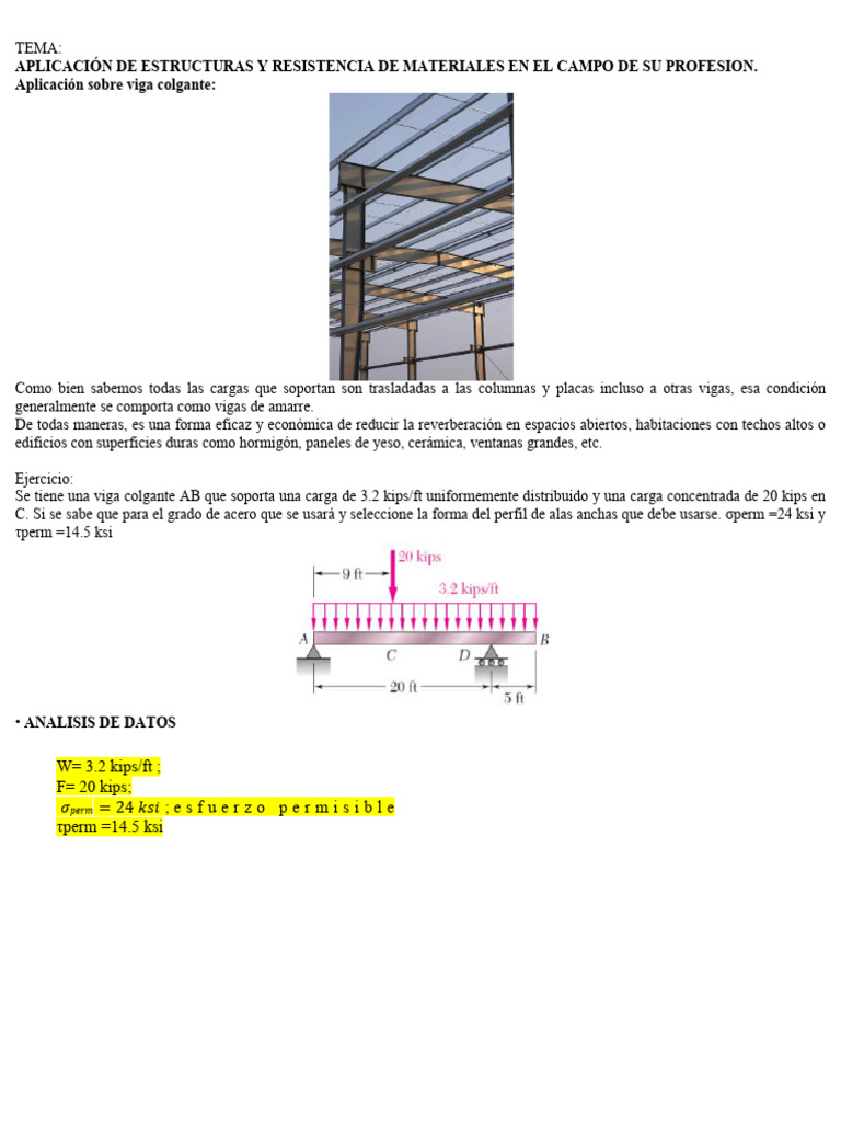 Viga Colgante | PDF | Viga (Estructura) | Resistencia de materiales