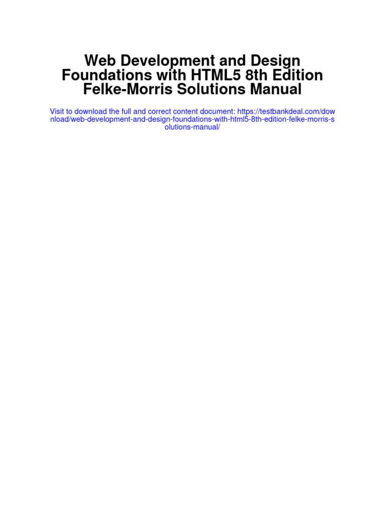 Web Development and Design Foundations With Html5 8th Edition Felke ...