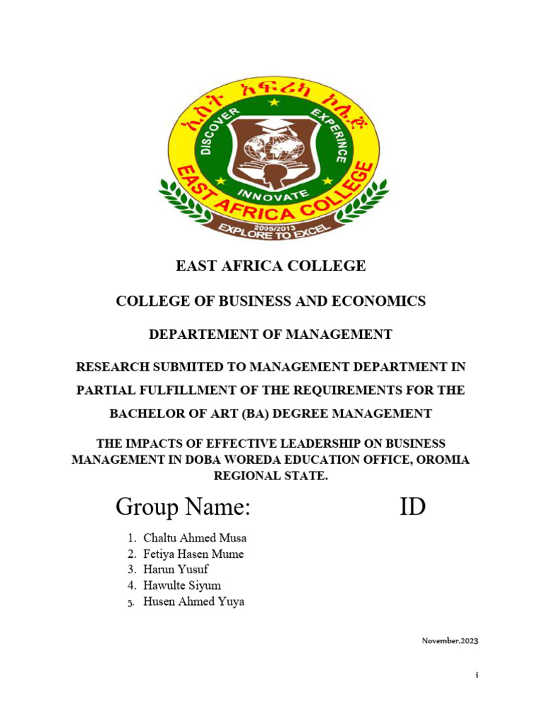Effective Leadership and Its Impact On Business Management in Doba Woreda | Download Free PDF ...