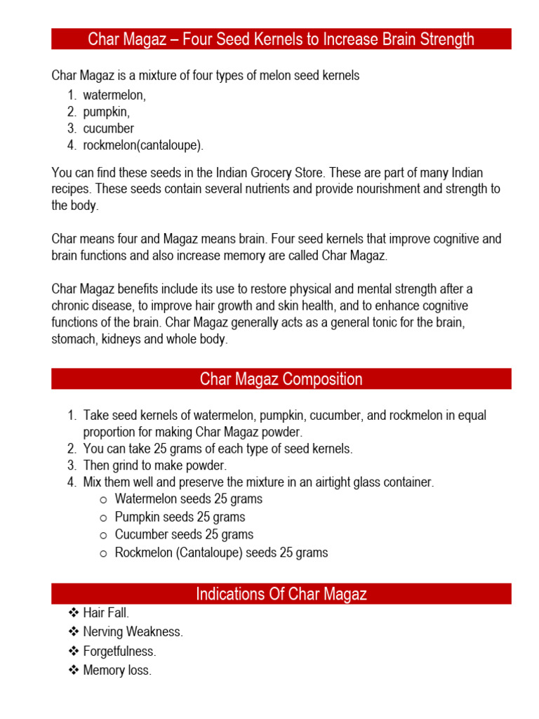 Char Magaz | PDF | Ayurveda | Seed