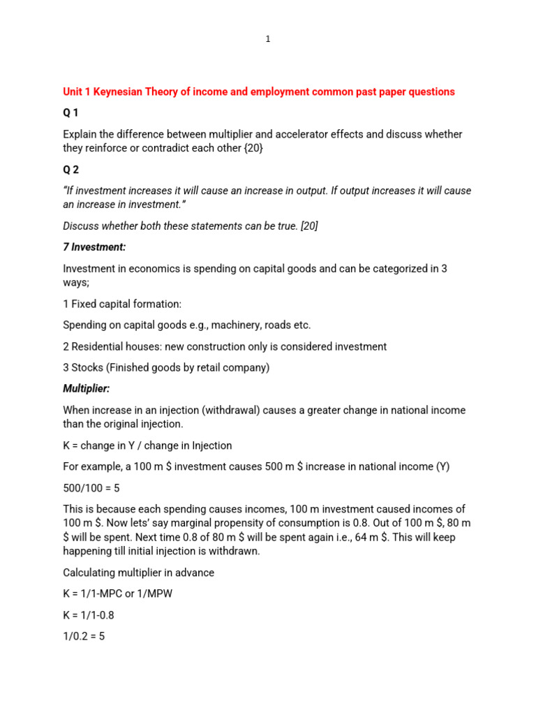 A2 Macro Past Papers Questions' Solutions PDF | PDF | Inflation ...