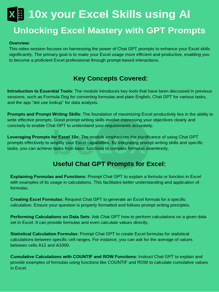 10x Your Excel Skills Using AI Video 2 1 | PDF | Microsoft Excel ...