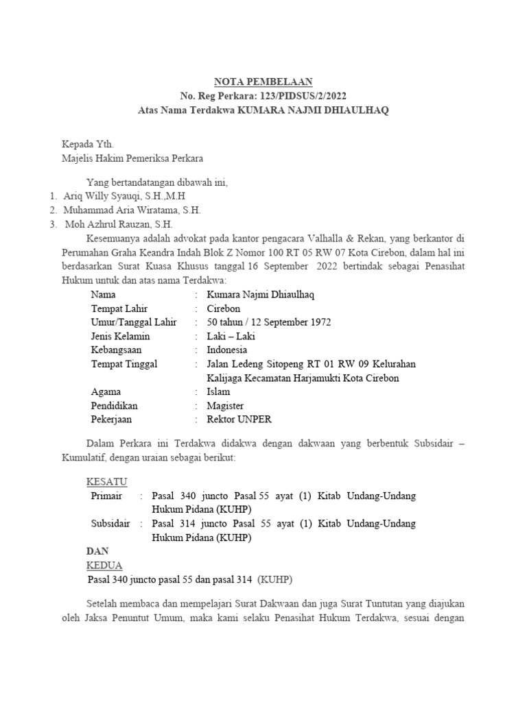 Surat Pembelaan | PDF