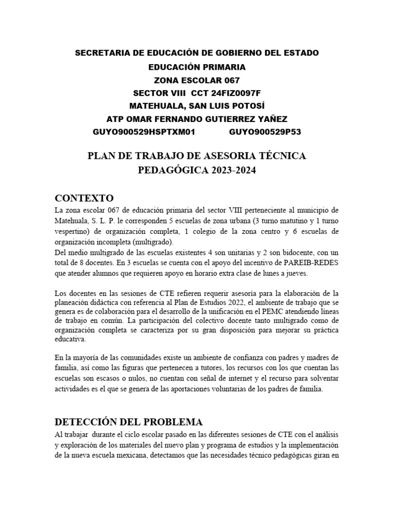 Plan Anual Atp 2023-2024 | PDF | Enseñando | Evaluación