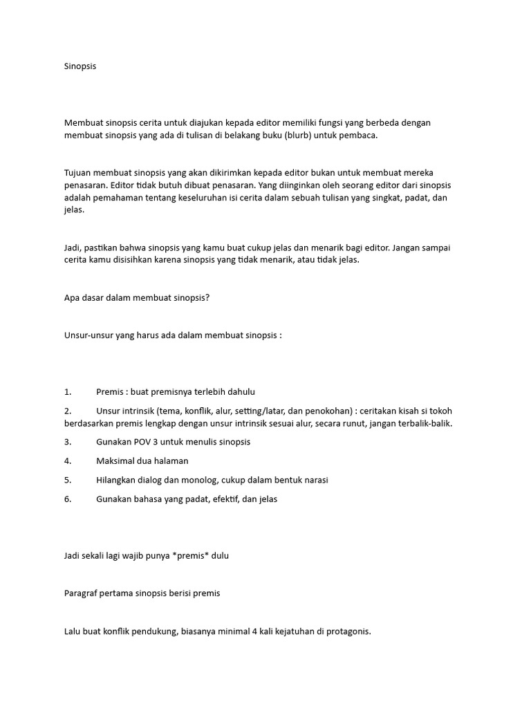 Cara Membuat Sinopsis | PDF