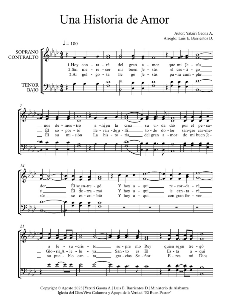 Una Historia de Amor - Partitura (Y.G.a.) | PDF