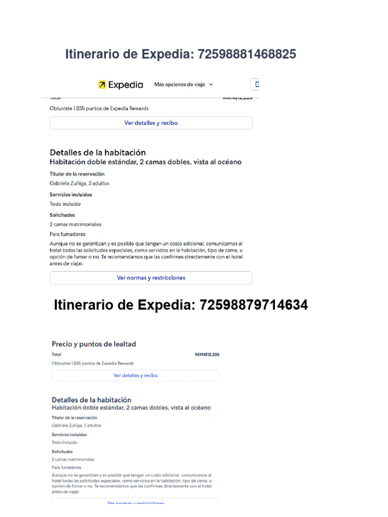 Itinerario de Expedia | PDF
