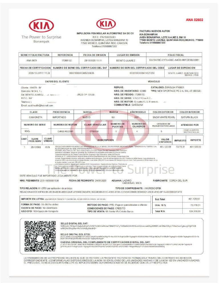 Factura Kia | PDF