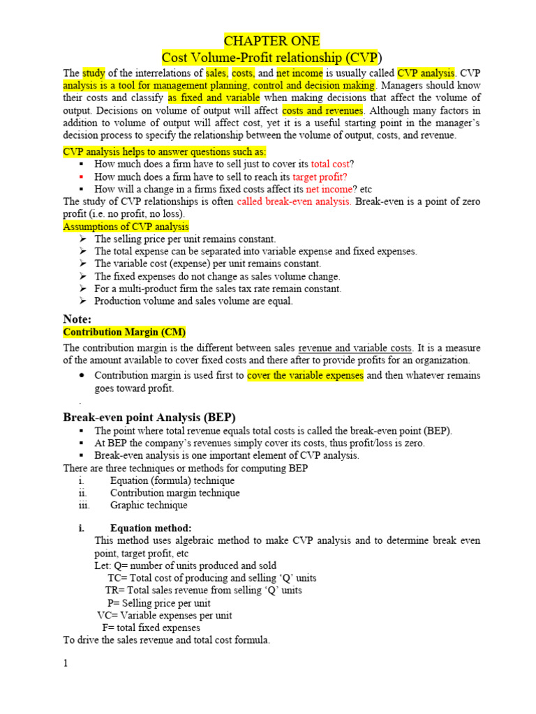 Chapter-1 CVP Analysis Aaa 2013 Batch | PDF | Business Economics | Financial Accounting