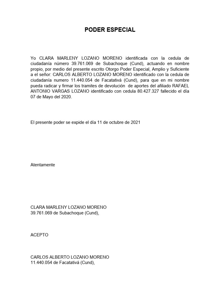 Carta de Poder Especial | PDF