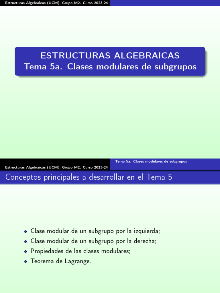 Tema 5a | PDF | Grupo (Matemáticas) | Análisis matemático