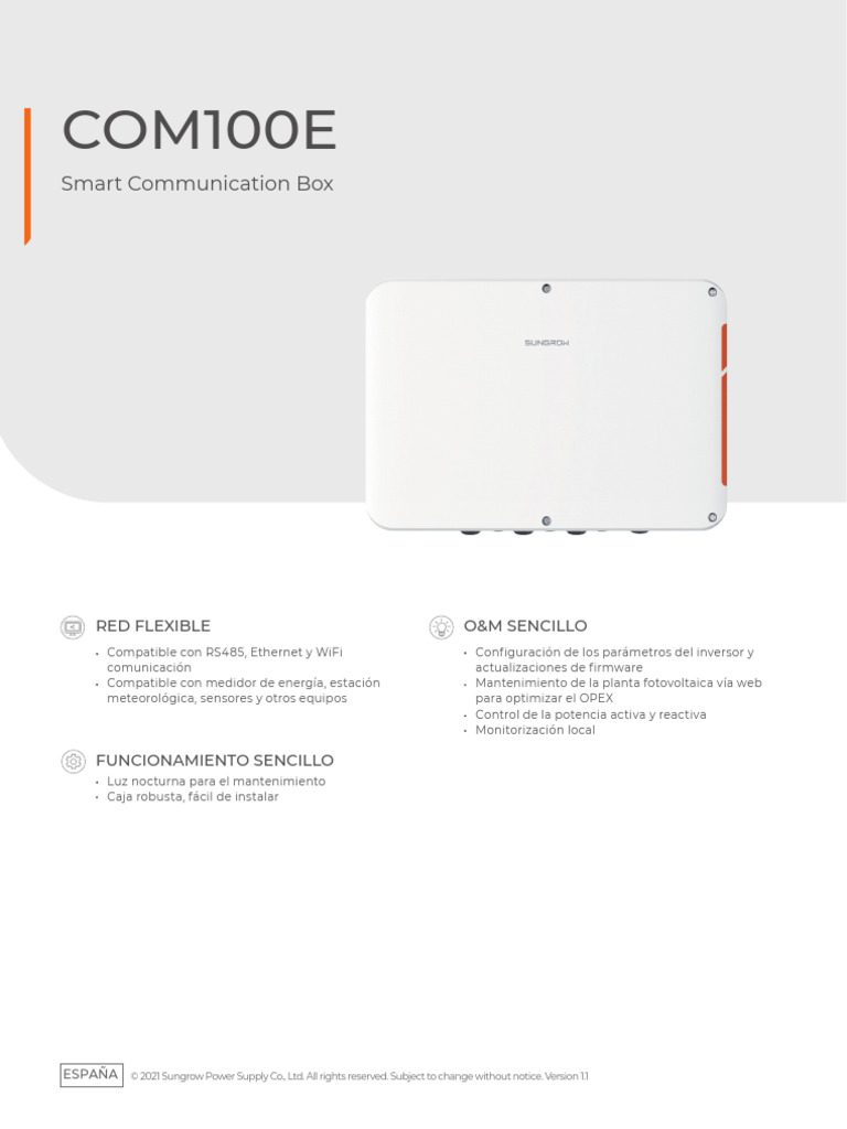 Sungrow COM100E Smart Communication Box. ES | PDF | Ieee 802.11 ...