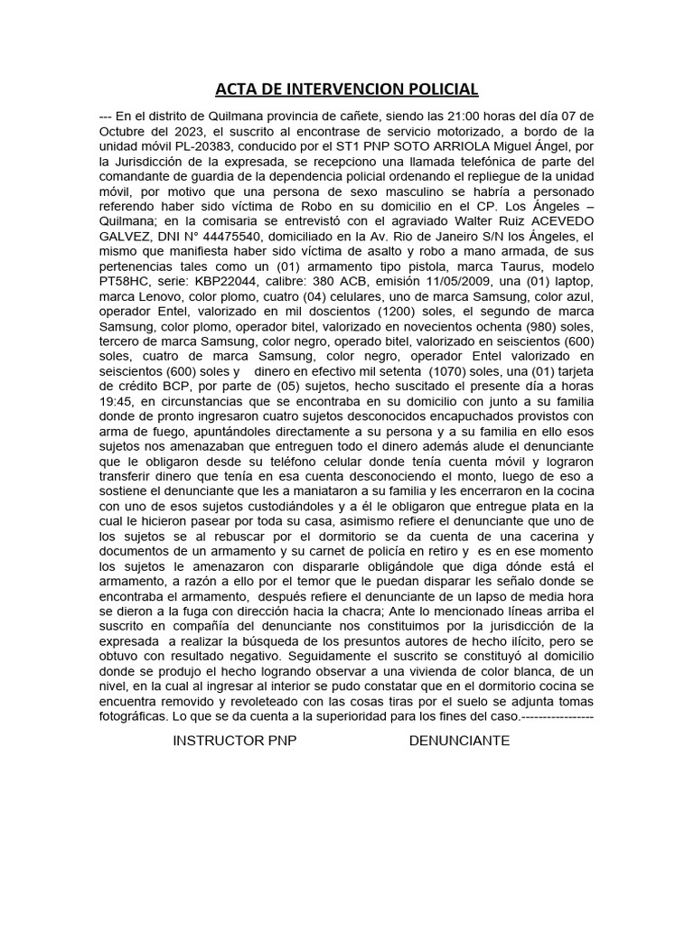 Acta de Robo Borja | PDF