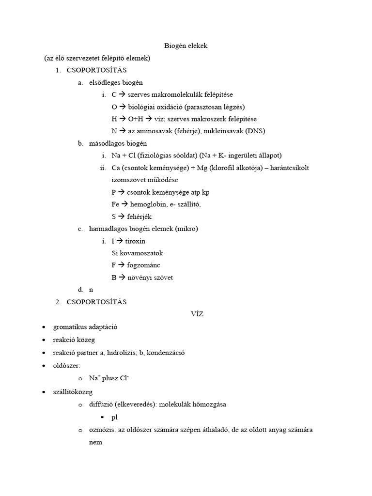 Biogén Elemek | PDF