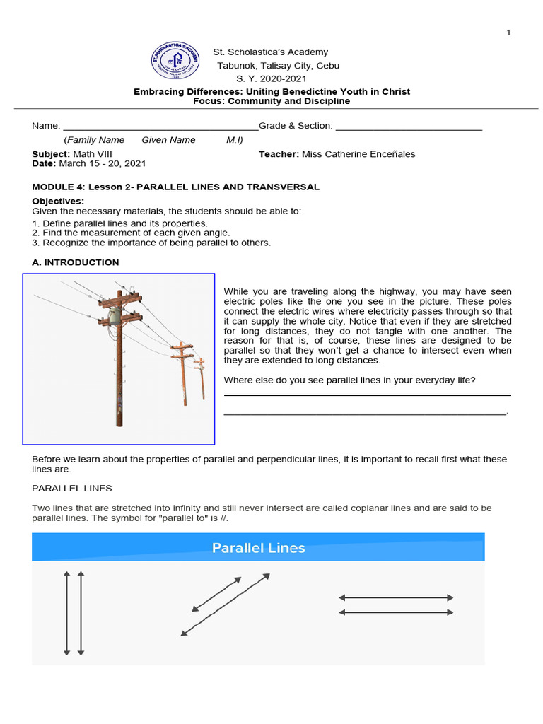 Real-Life Applications of Transversals | PDF | Perpendicular | Angle