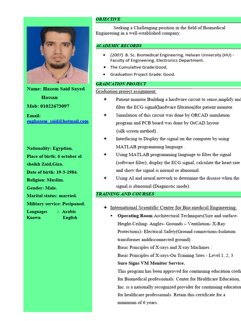 Updated CV 2020 | PDF | Engineering | Biomedical Engineering