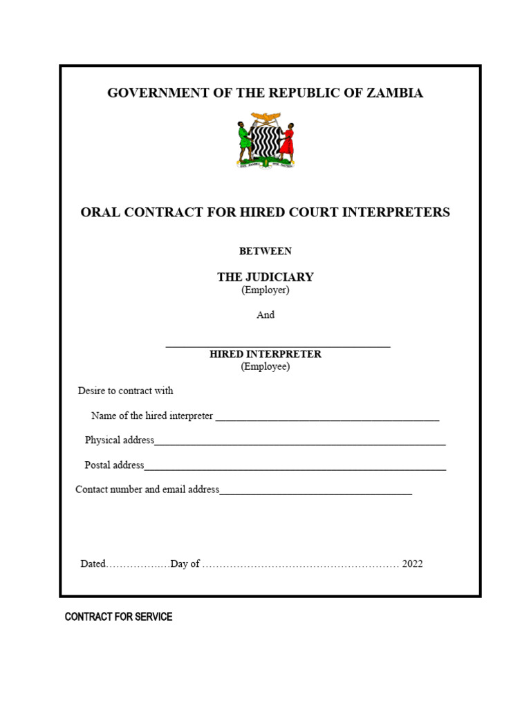 Court Interpreter Contract Template Zambia | PDF | Employment | Business