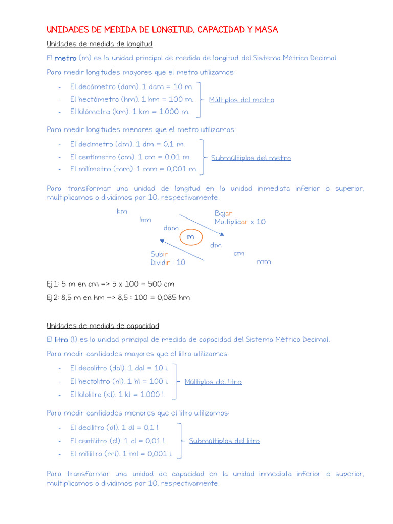 Unidades de Medida de Longitud, Capacidad y Masa 6º - ALUMNOS-1-2 | PDF ...