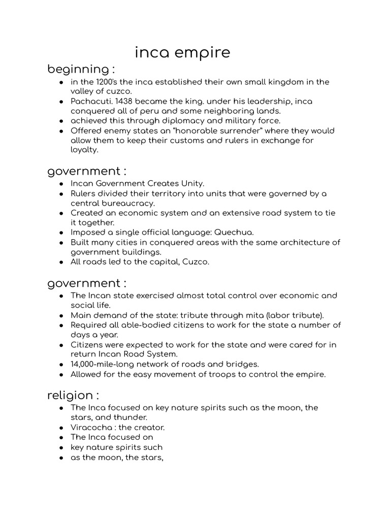 Inca Empire: Rise and Fall | PDF