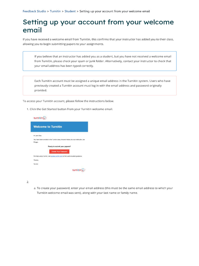 Turnitin Setting Up Your Account | PDF