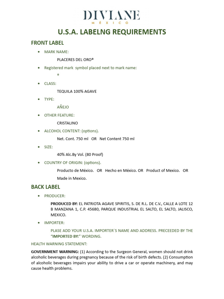 Usa Labeling Regulations | PDF