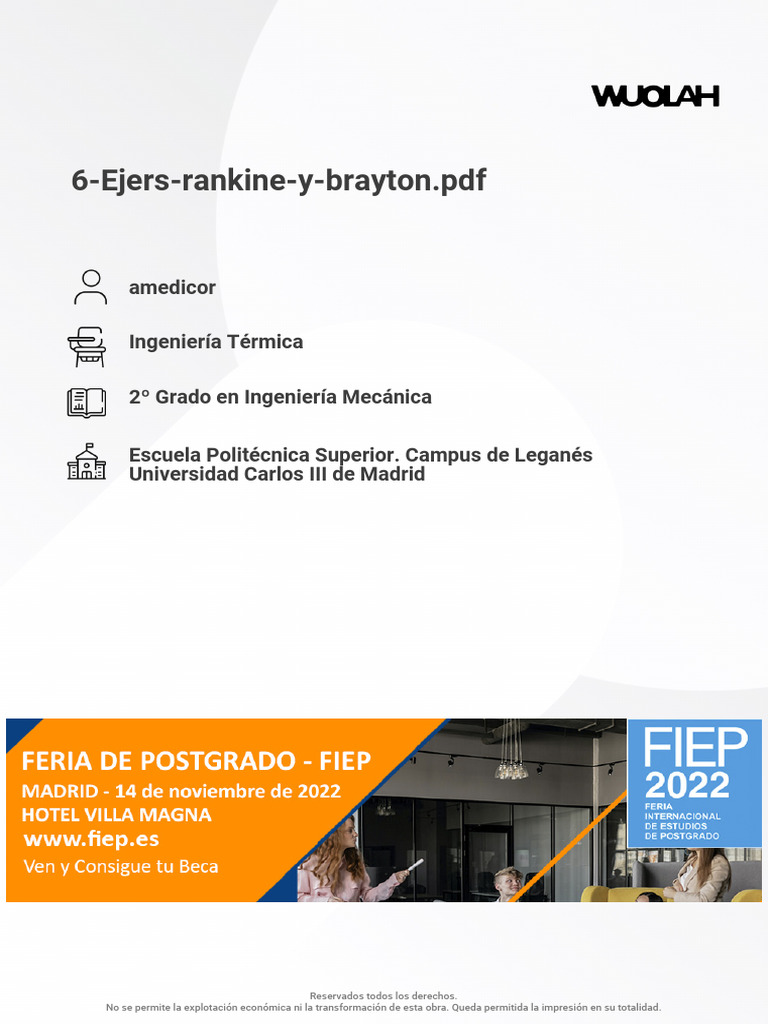 Ciclos Rankine y Brayton: Ejercicios | PDF