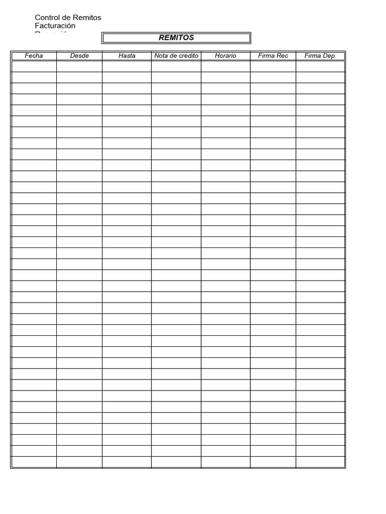 Planilla de Entrega de Remitos | PDF