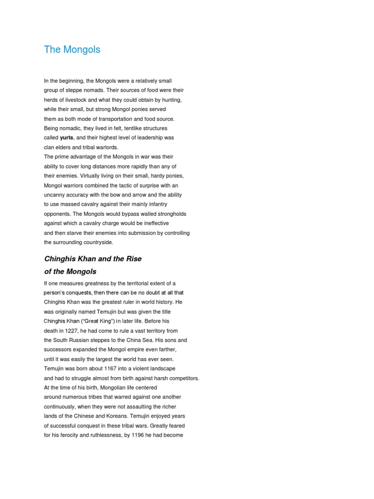 The Mongols: Chinghis Khan and The Rise of The Mongols | Download Free PDF | Genghis Khan | Mongols
