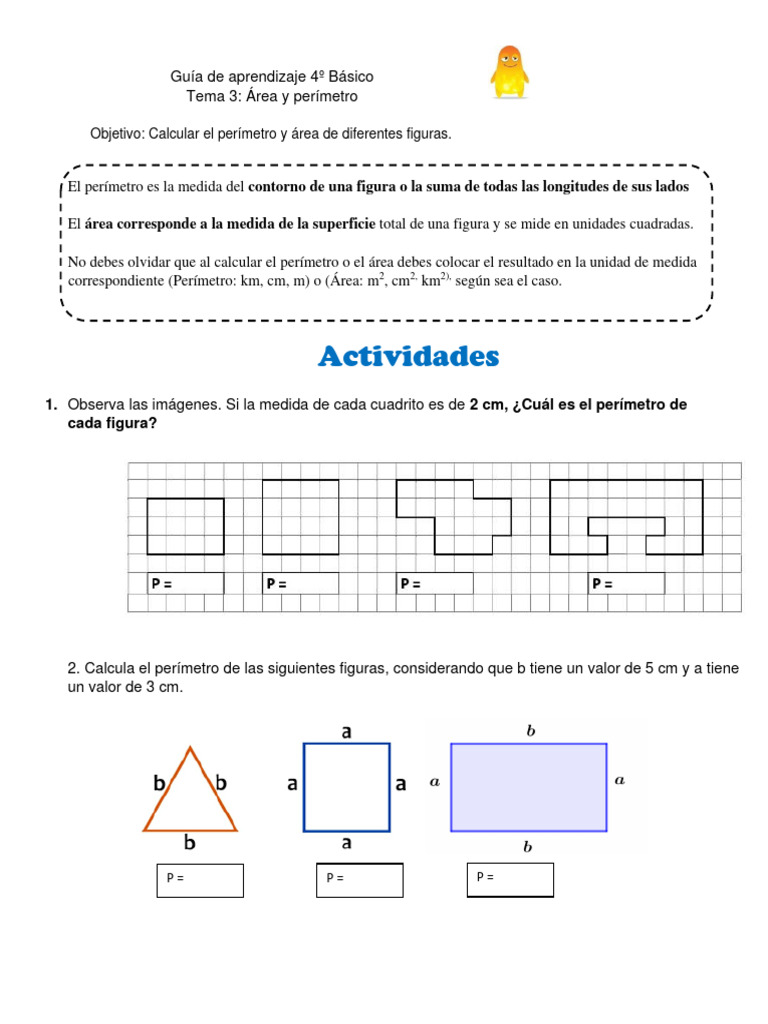 Guía de Área y Perímetro 4º Básico | PDF