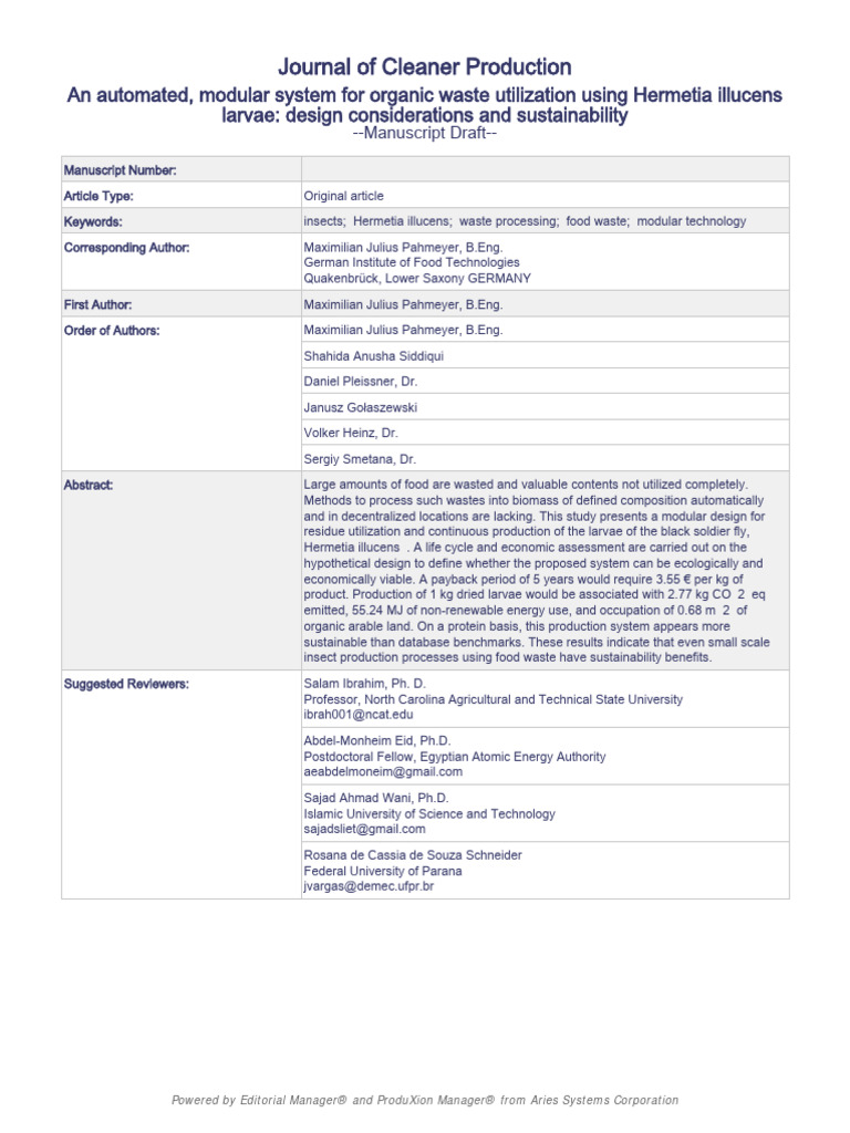 An Automated, Modular System For Organic Waste Utilization Using ...