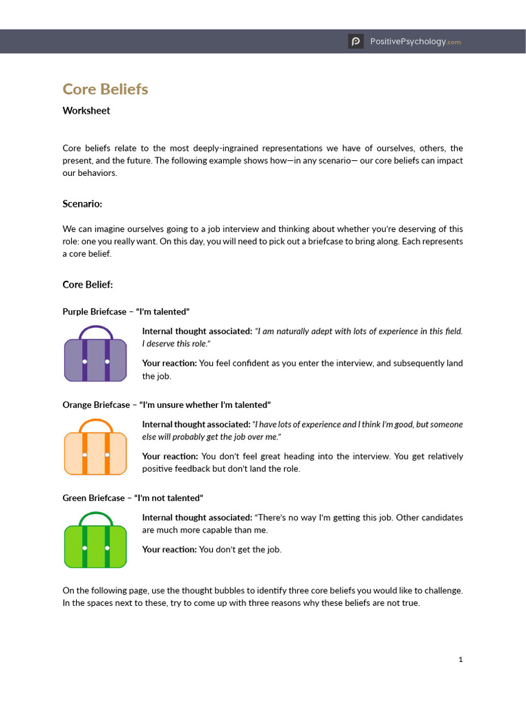 Core Beliefs Suitcases | PDF