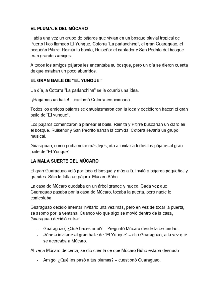 El Plumaje Del Múcaro | PDF | Aves