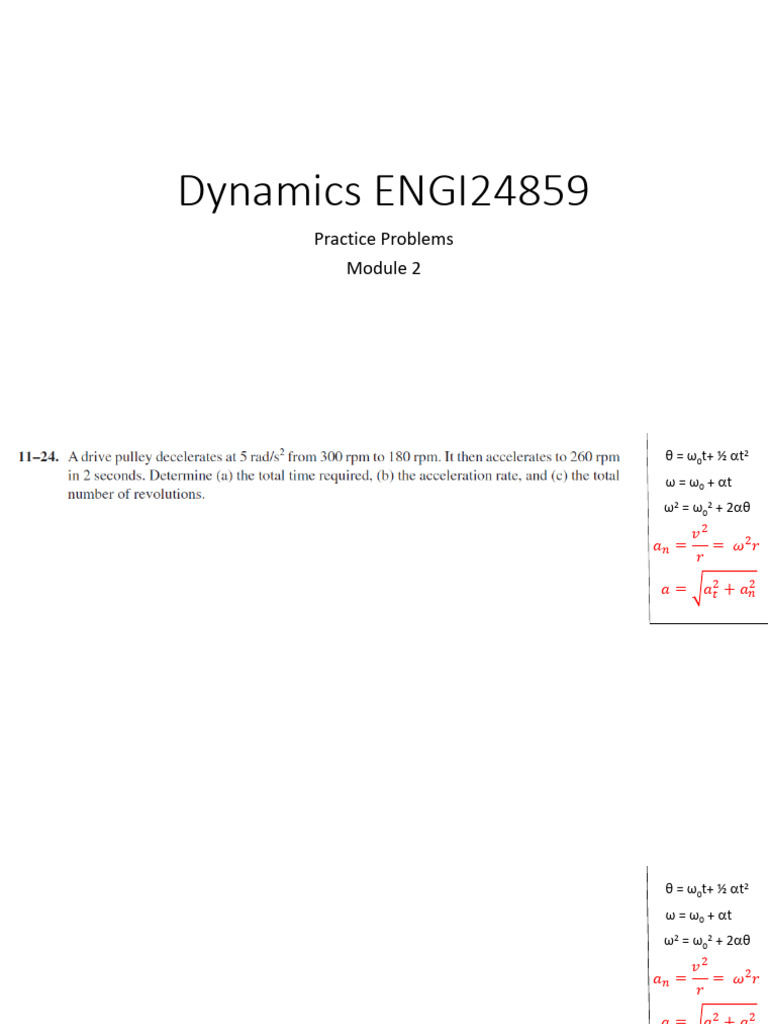 Dynamics Module 2 Practice Problems | PDF | Acceleration | Applied And Interdisciplinary Physics