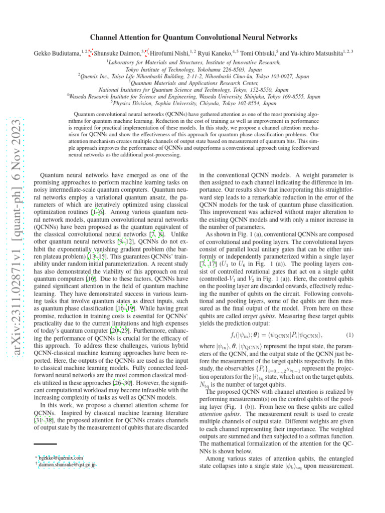 Channel Attention For Quantum Convolutional Neural Networks | PDF | Artificial Neural Network ...