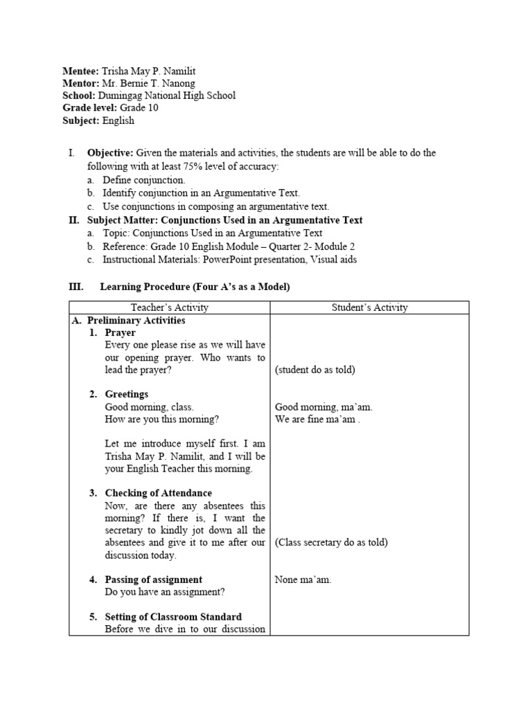 Module 2 Lesson Plan 1st Teaching | PDF | Linguistics | Cognitive Science