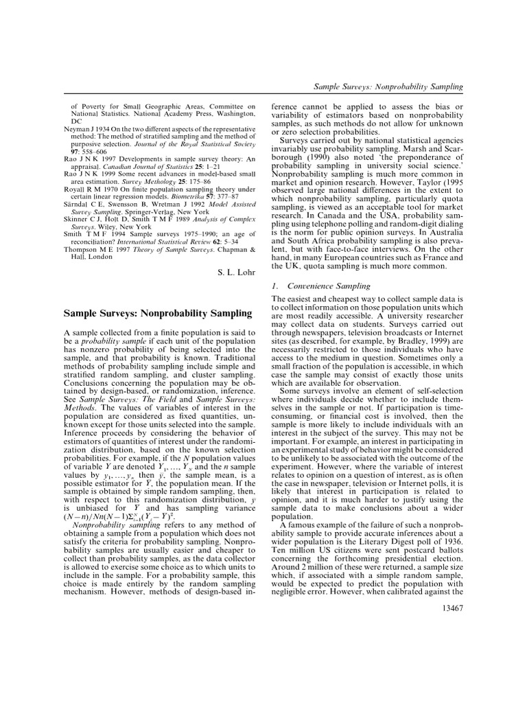 Sample Surveys - Nonprobability Sampling | PDF | Sampling (Statistics) | Statistics