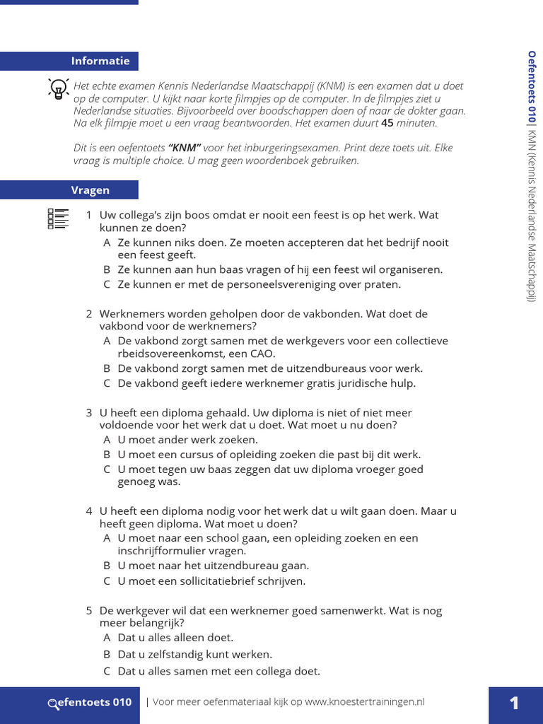 Oefenexamen 010 KNM | PDF