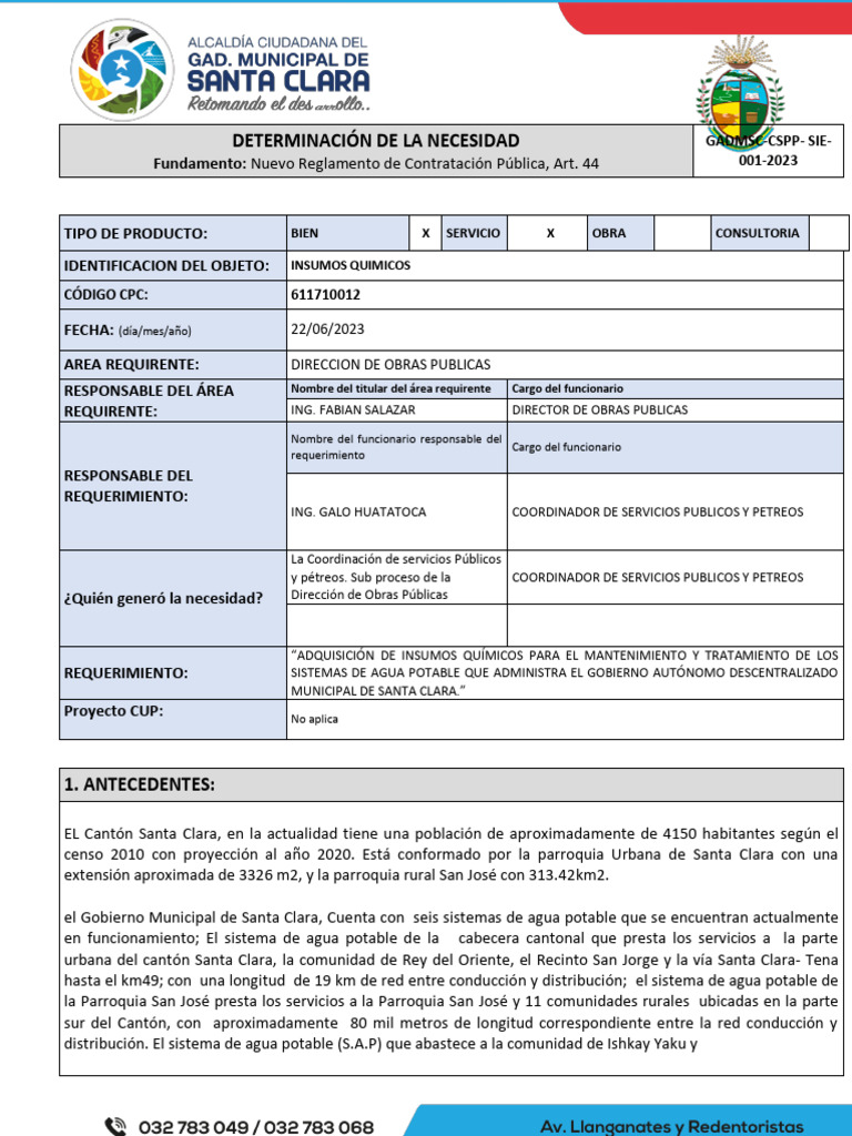 Determinacion de La Necesidad Actualizado-signed (1)-Signed | PDF | Agua | Agua potable