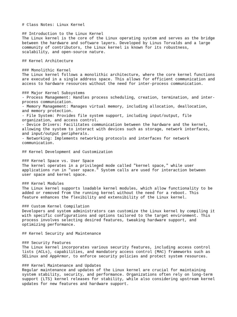 Notes - On - Linux Kernel | PDF | Kernel (Operating System) | System ...