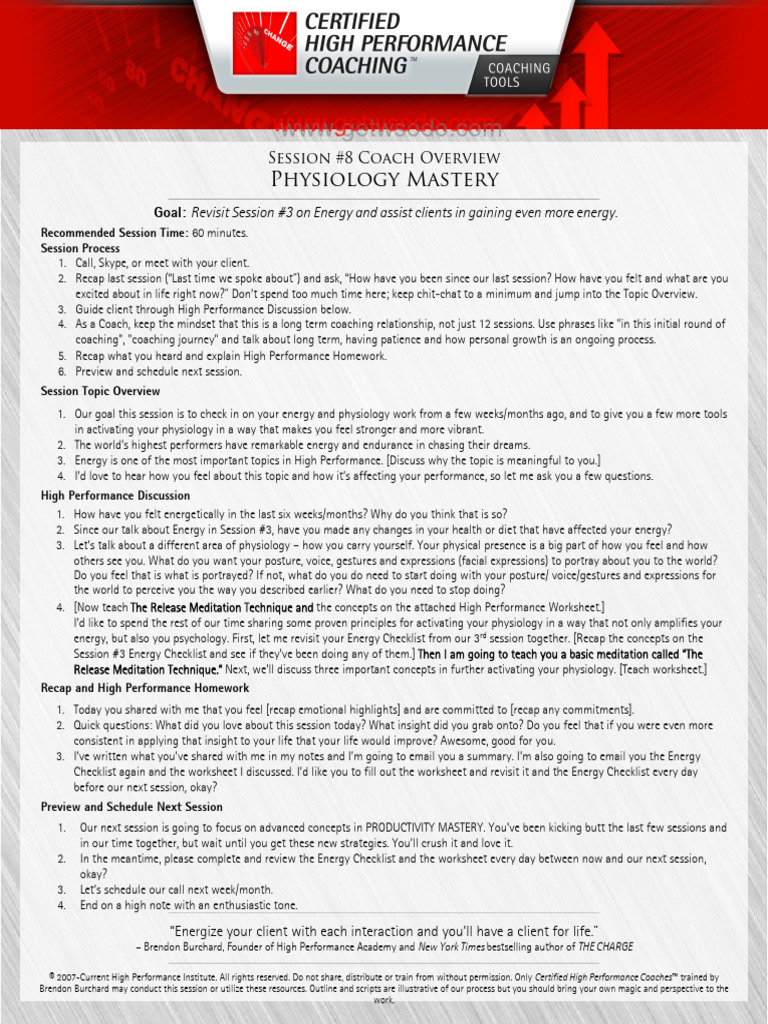 Session 8 Physiology Mastery Coach Pdf Meditation