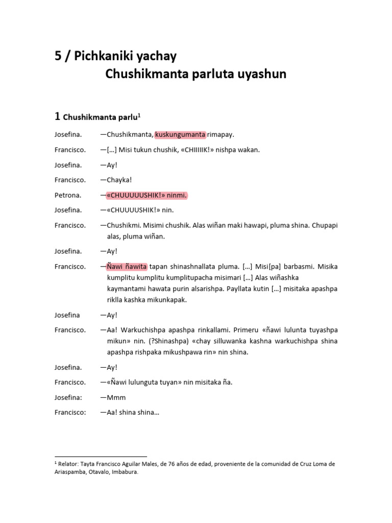 Sesión 5. Chushikmanta parluta uyashun | PDF