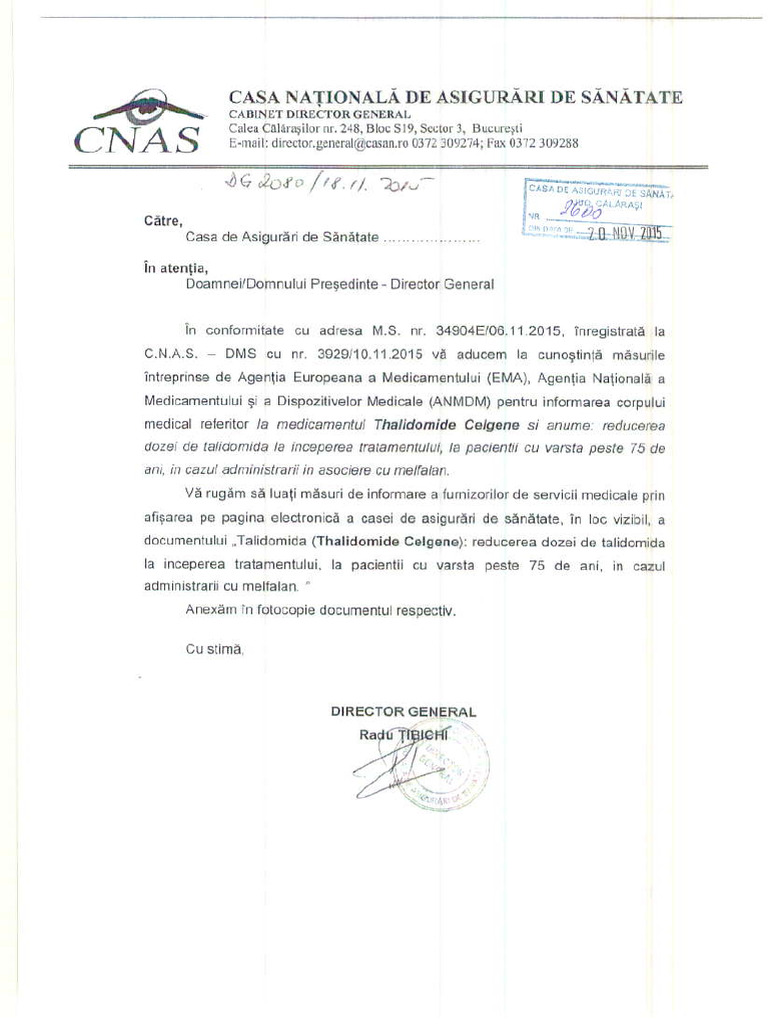 Informatii Medicale-Thalidomide Celegene-Reducere Doza | PDF