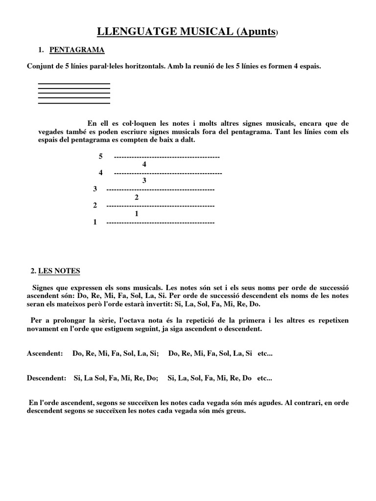 01.llenguatge Musical (Apunts) | PDF
